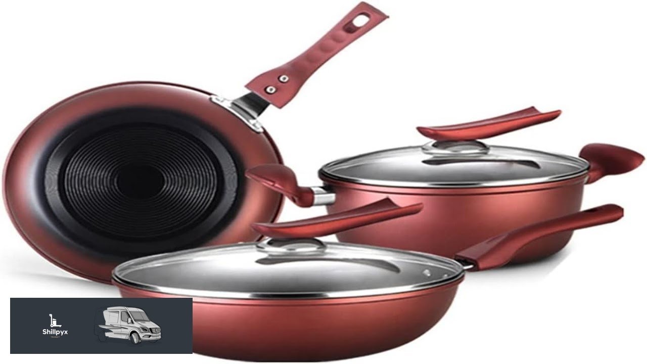 Cookware Set Iron Frying Pan Non Stck Wok with Lid Pot Fireproof - YouTube