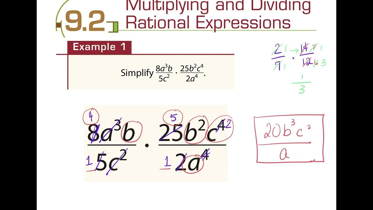 Algebra 2 Section 9.2 Multiplying & Dividing Rational Expressions - YouTube