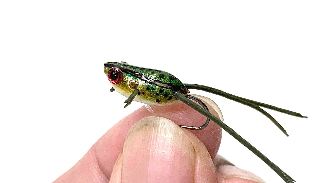 Miniature frog popper fly and slider inspired by nature - YouTube