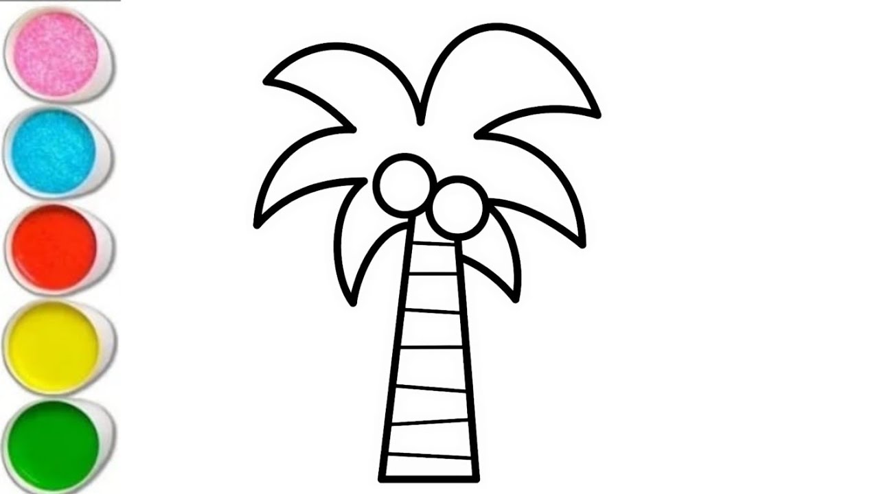 How to draw palm tree for kids | Toddler | palm tree drawing for kids ...