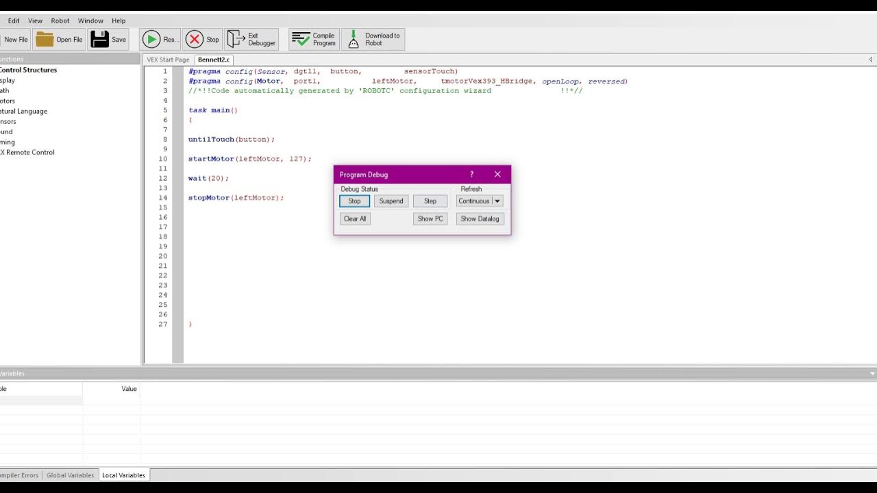 How to Download ROBOTC program to the Cortex - YouTube