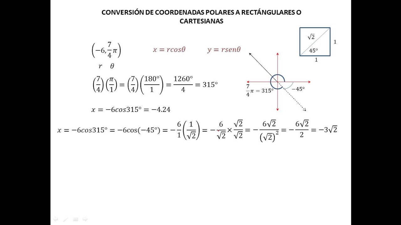 CONVERSIÓN DE COORD POLARES A CARTESIANAS - YouTube