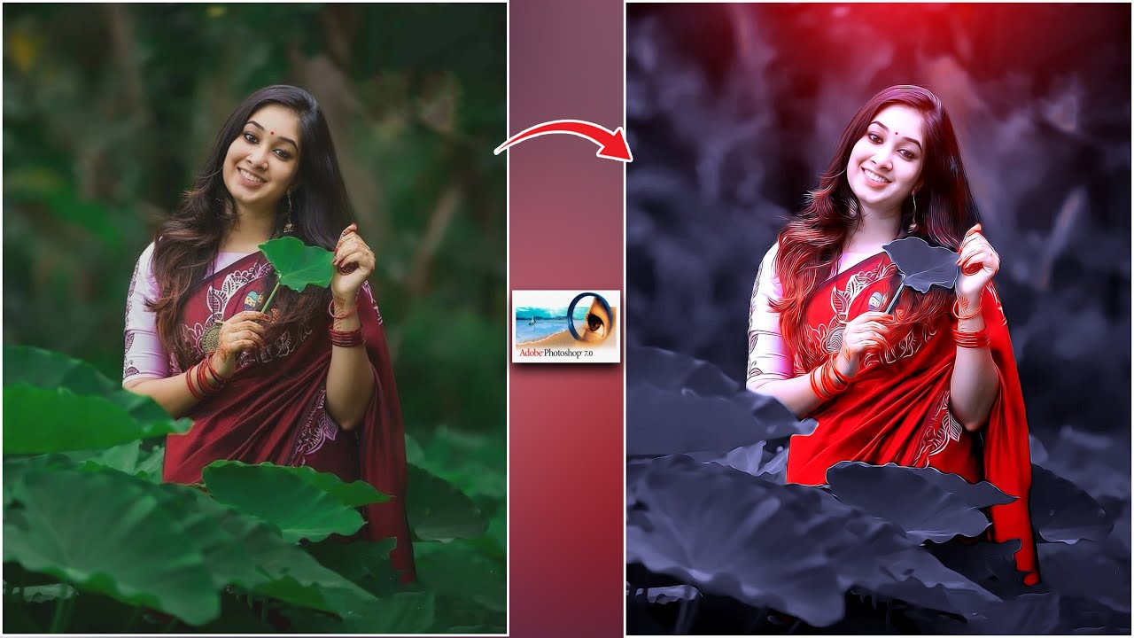 Dark Blue Red Photo Editing in Photoshop 7.0 | Photoshop Skin Editing ...