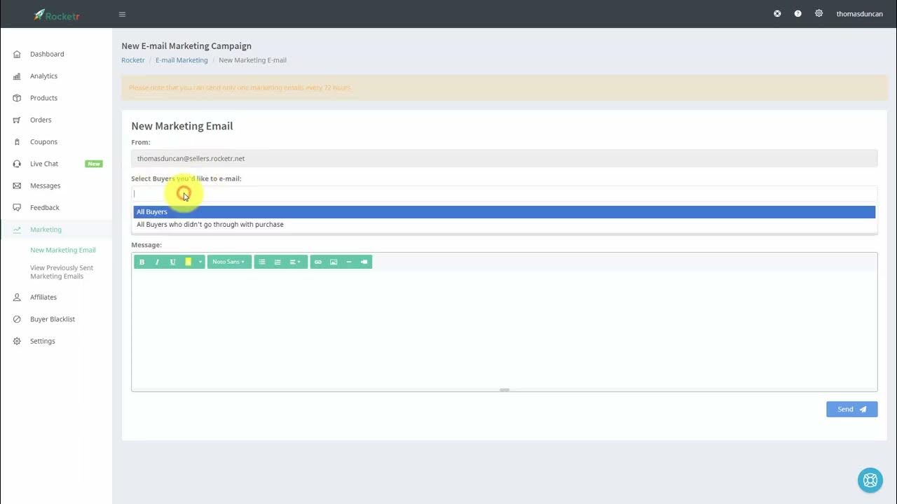 18. Email Marketing in Rocketr || Scale Your Business With Bitcoin ...