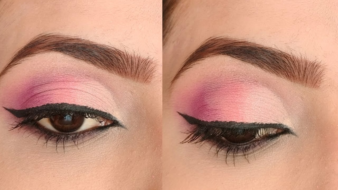 Pink Cut Crease Eyeshadow Tutorial ||Cut Crease Makeup - YouTube