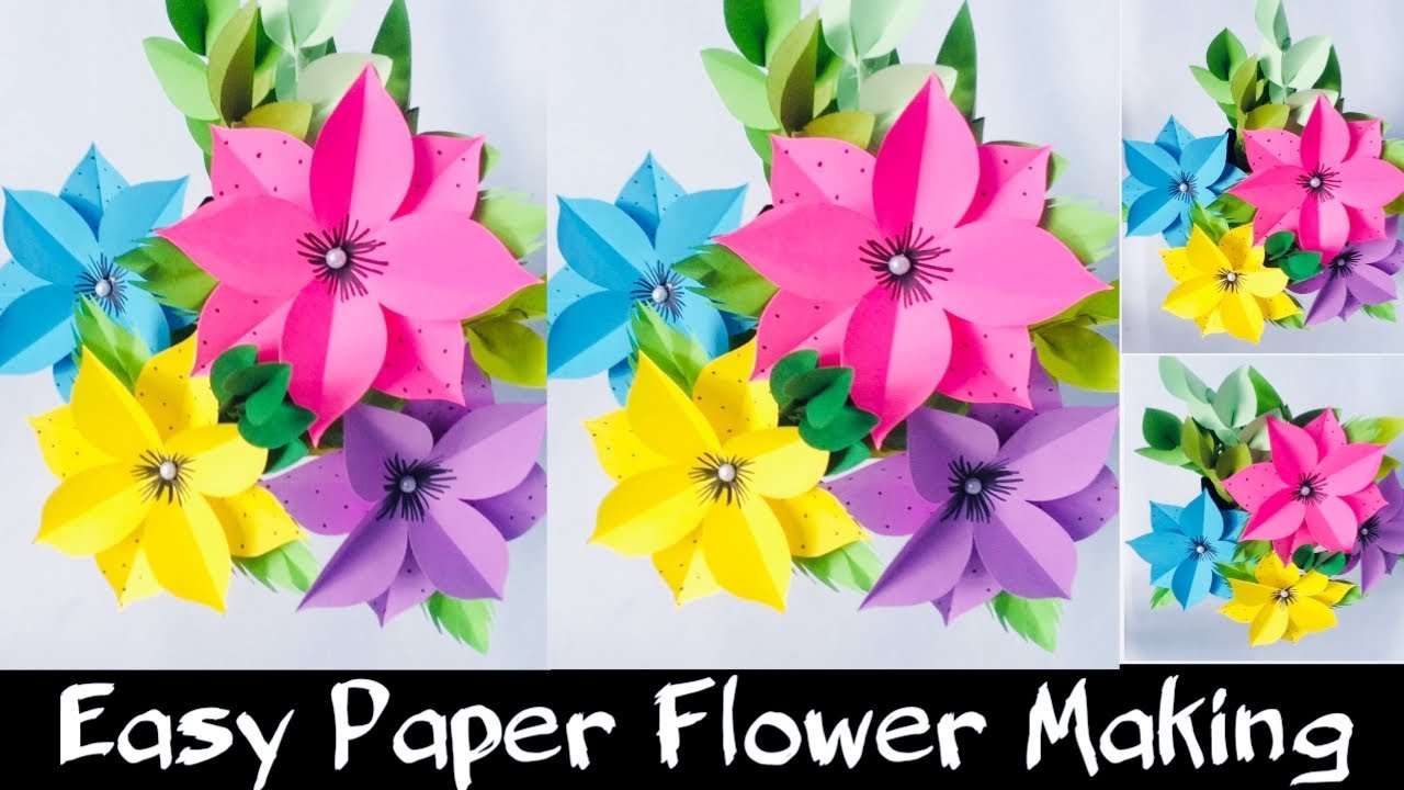 Nirmana | Easy paper flower making | Paper Flower Easy - YouTube