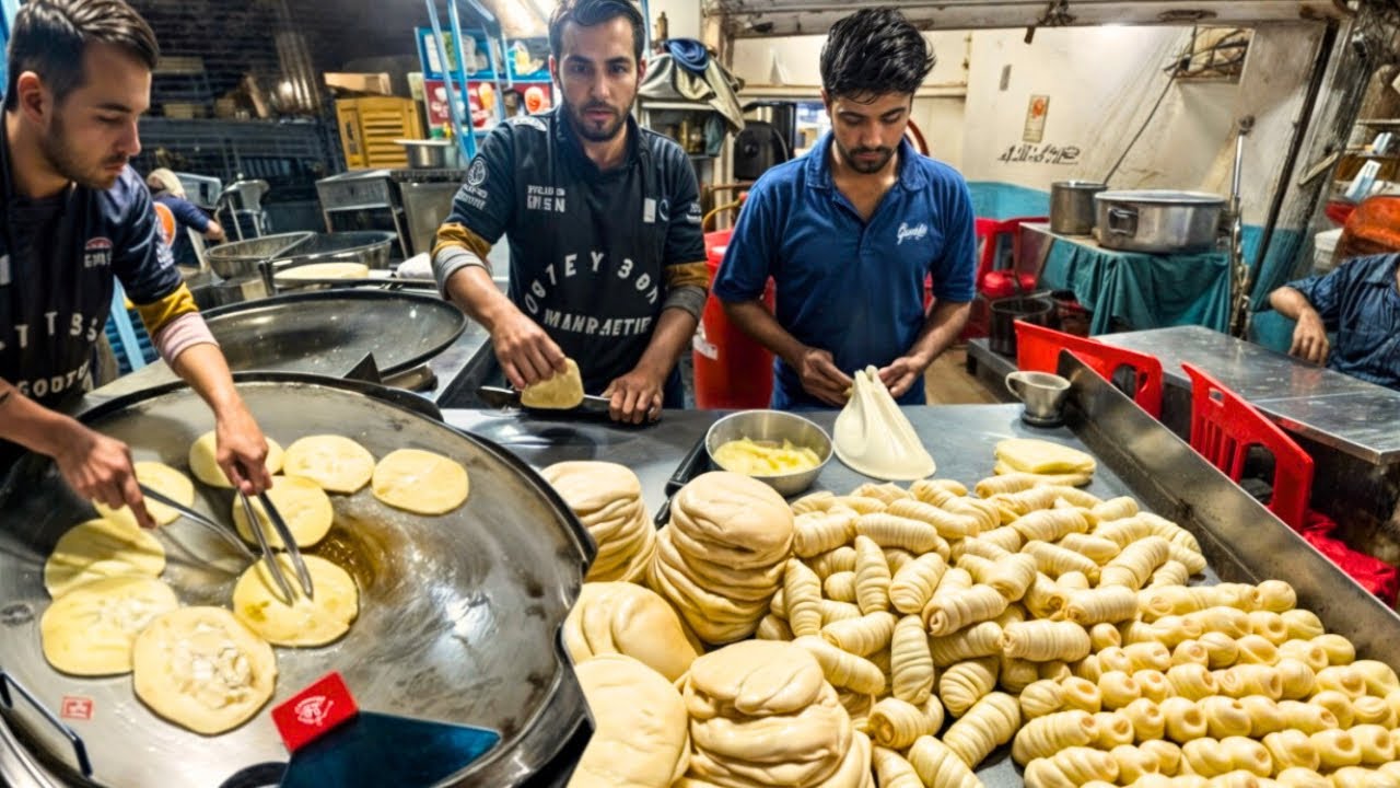 Young Skilled Boys Making Lachha Paratha - Full Oily Paratha - Desi ...