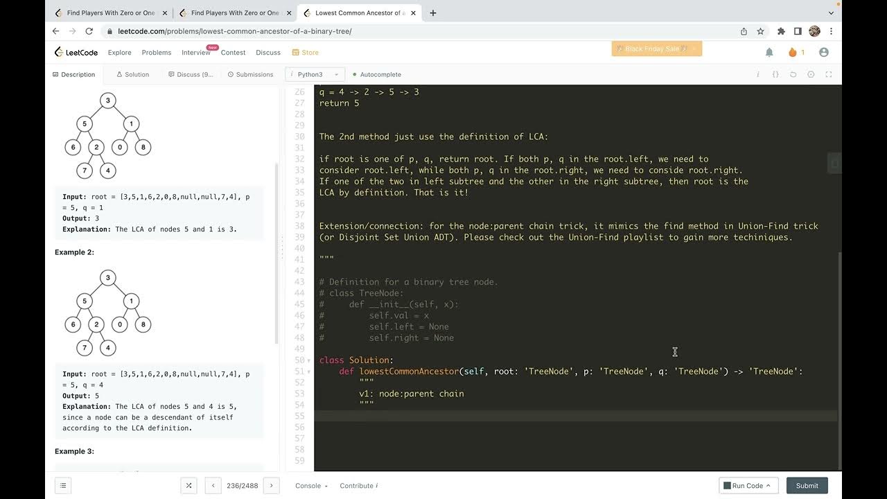 leetcode 236. Lowest Common Ancestor of a Binary Tree - node:parent chain find method, or ...