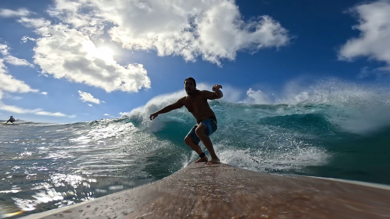 Surfing the 10 Foot Log in Head High Waves | Oahu, Hawaii - YouTube