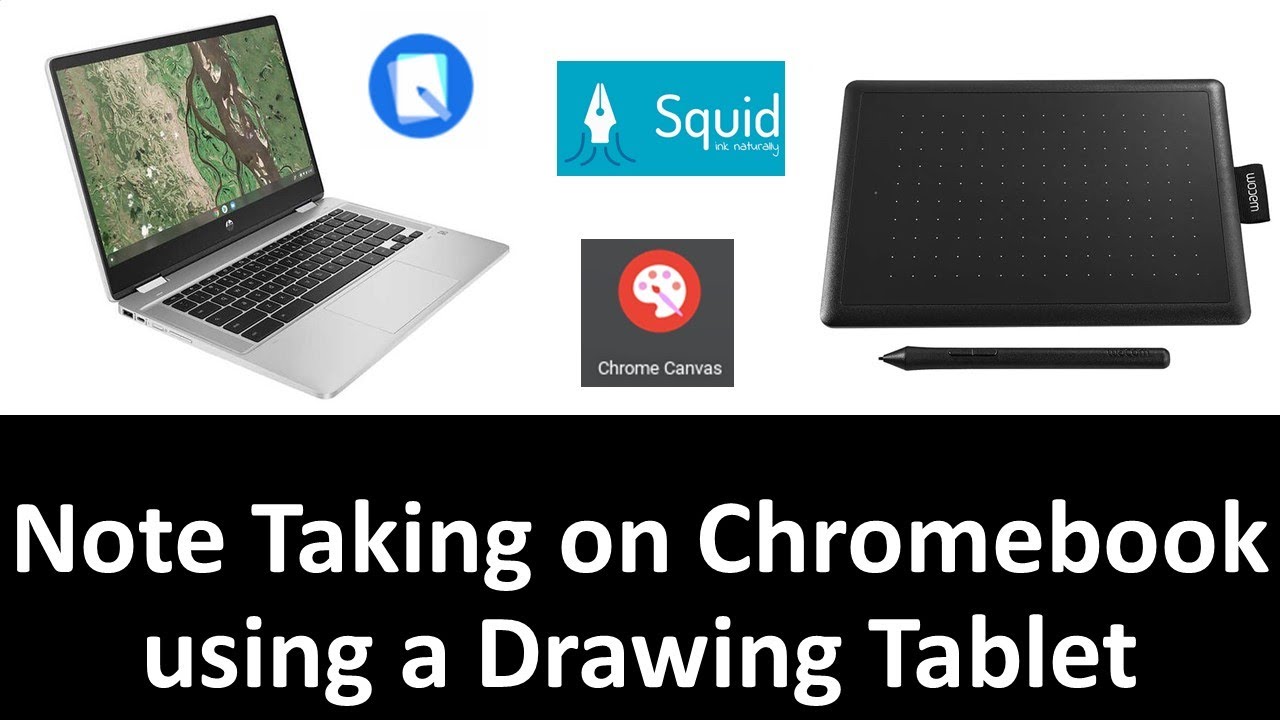 Note-taking on HP Chromebook X360 using a One-By-Wacom drawing tablet ...