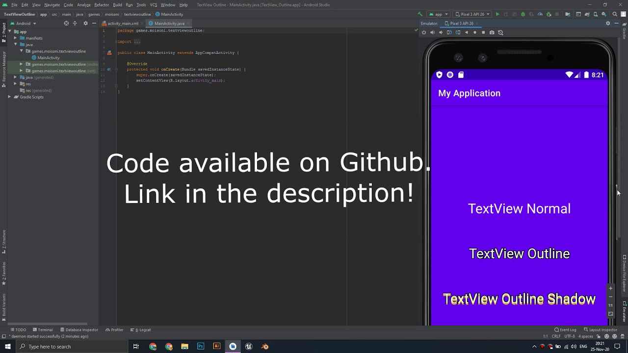 Android Studio: TextView With An Outer Stroke - YouTube