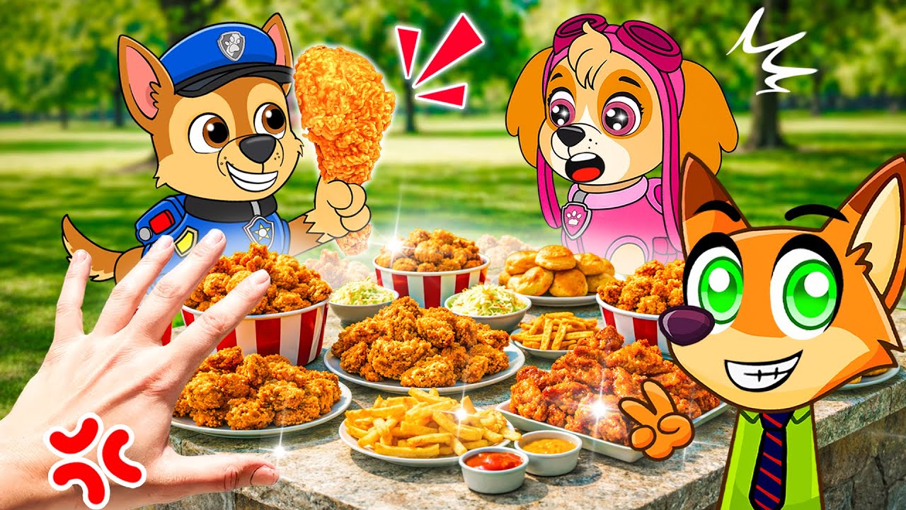 OMG 😱 RUBBLE & SKYE Eat Too Much Fried Chicken! 🍗 SUPER FAT! 🤰Paw ...