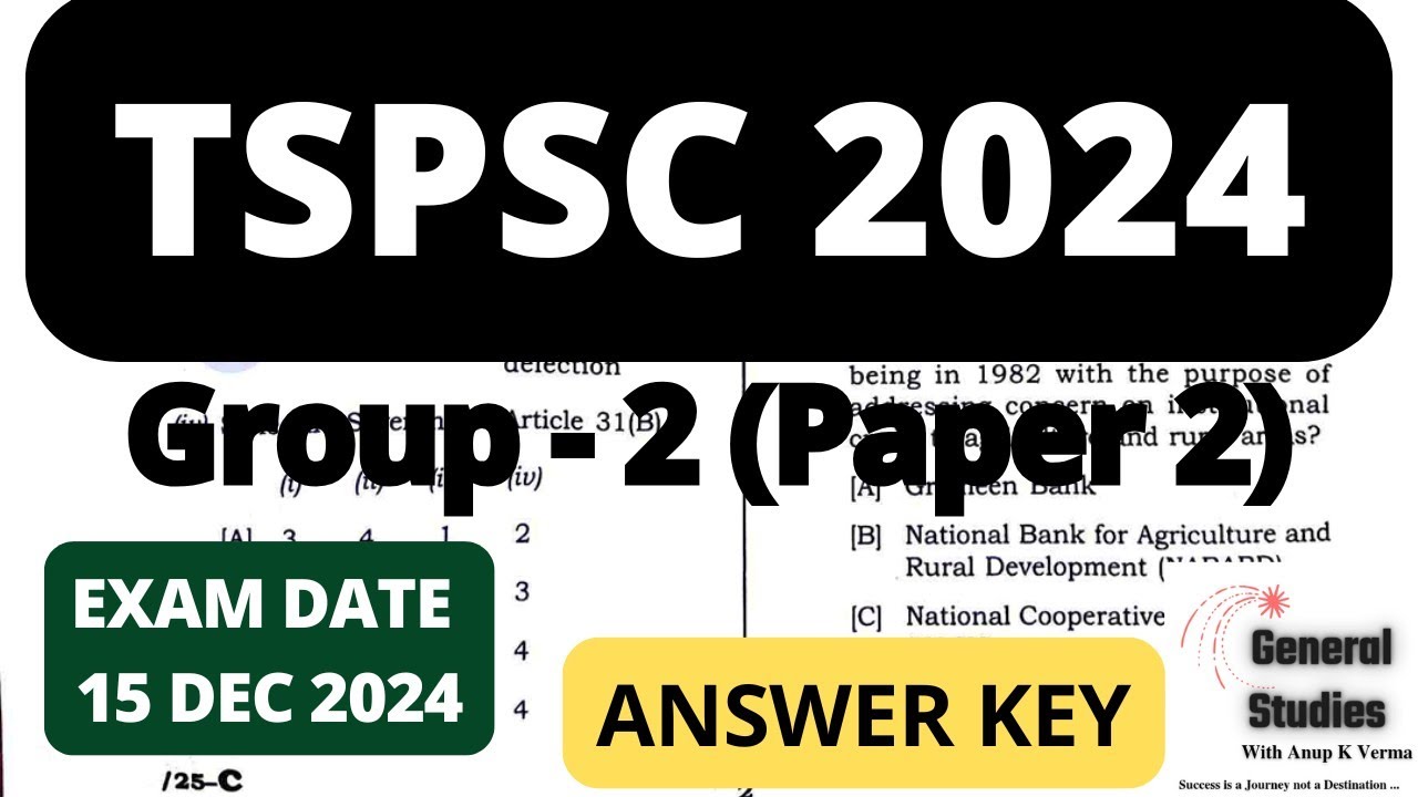 TSPSC GROUP 2 - 2024 | ANSWER KEY| GS PAPER - 2 | EXAM DATE : 15 ...