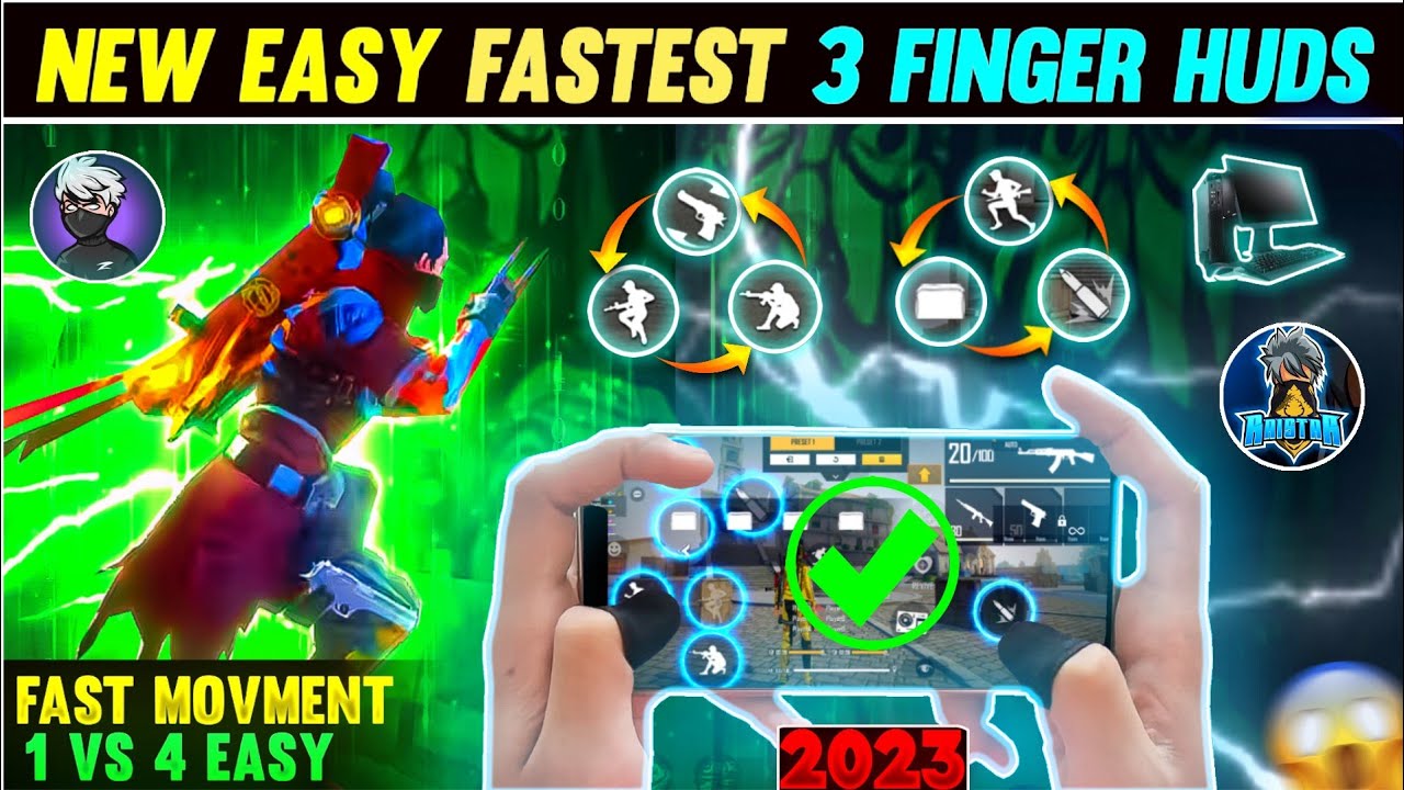 Top 5 Best 3 Finger Custom Hud Free Fire🔥( Headshot+Movment) Best 3 ...