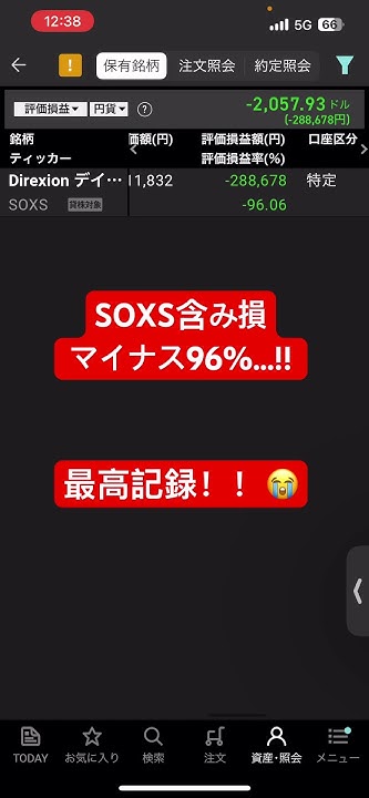 【絶望】SOXSの含み損が過去最高記録#soxl #soxs #含み損 #米国株 #tmf #nvidia #テスラ株 #ビットコイン #マイニング#トランプ大統領#fomc#トランプ関税 ...
