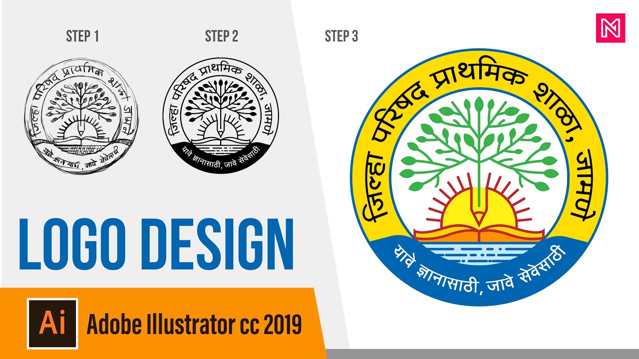 Logo design step by step tutorial in Adobe Illustrator cc 2019 - YouTube