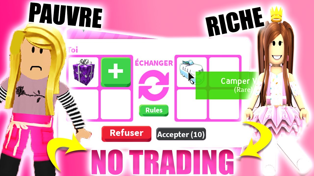 LE NO TRADING CHALLENGE Pauvre devient Riche sur Adopt Me (Roblox) jeux ...