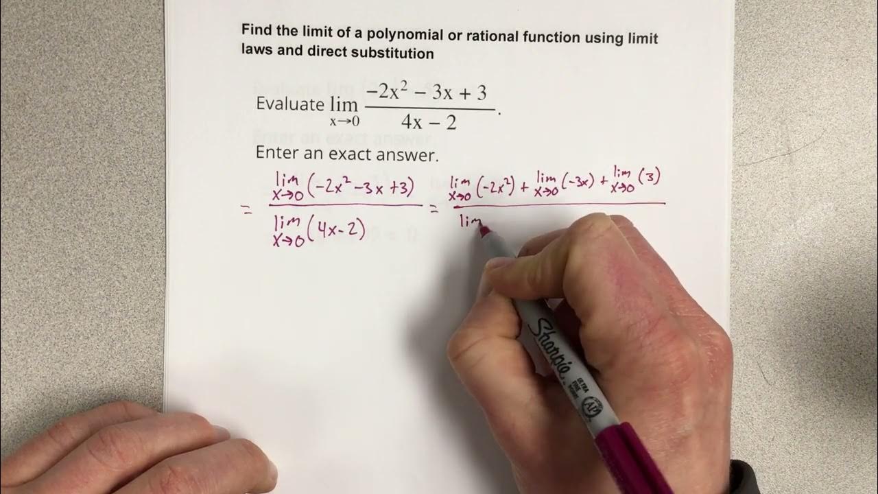 Find the limit of a polynomial or rational function using limit laws ...