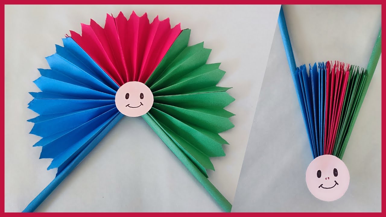 How to make easy Paper Fan | Paper Fan | Origami FAN | Paper fan Craft ...