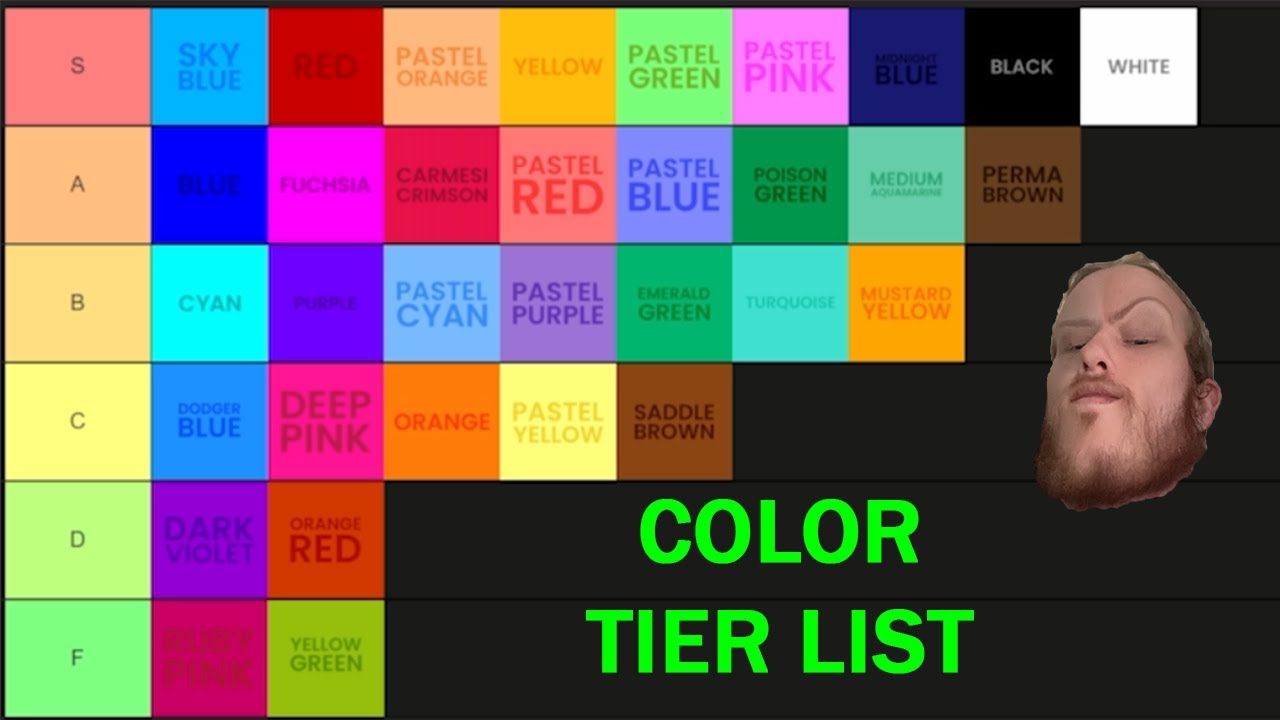 COLOR TIER LIST EVEN A FIRST GRADER COULD DO - YouTube