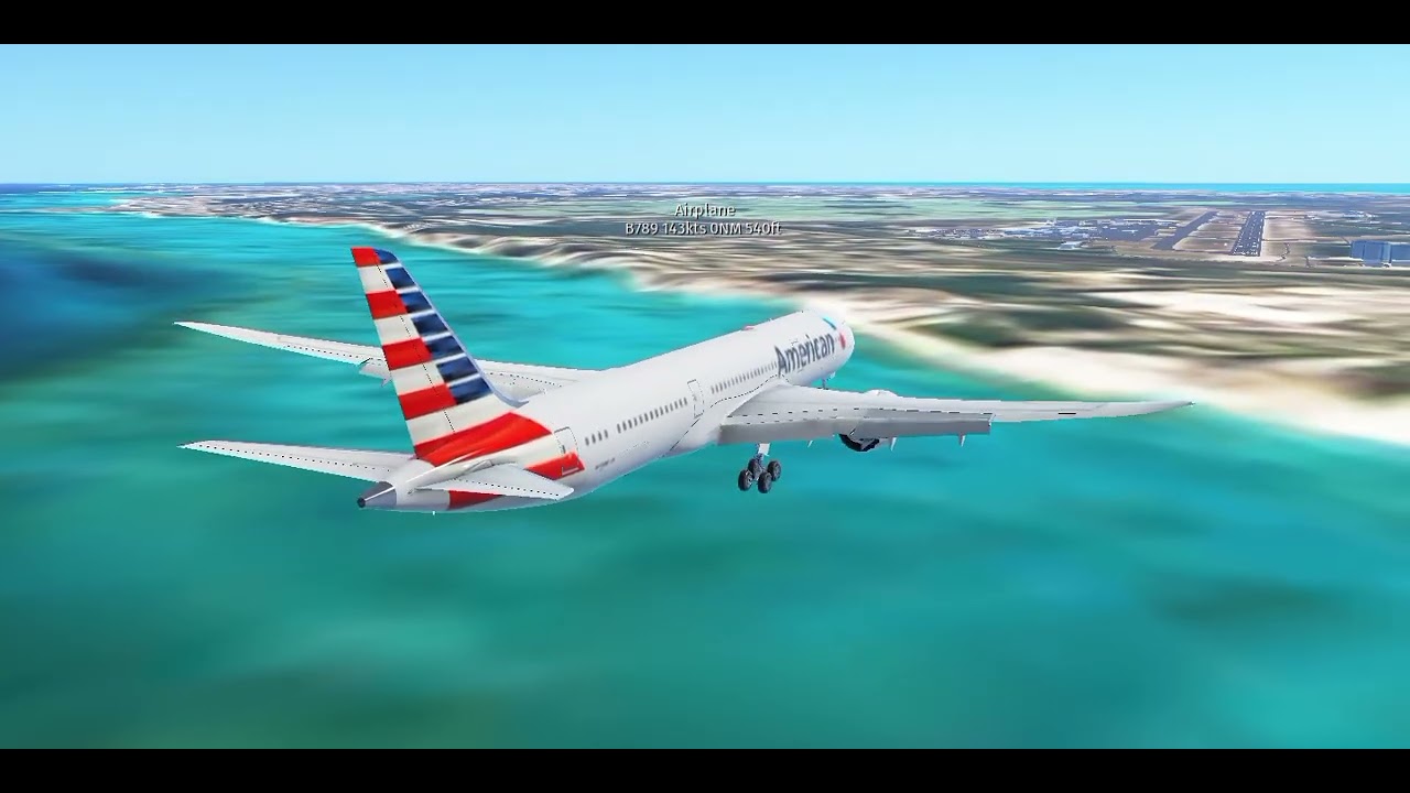 INFINITE FLIGHT American Airlines 787 landing at Nassau, Bahamas. - YouTube