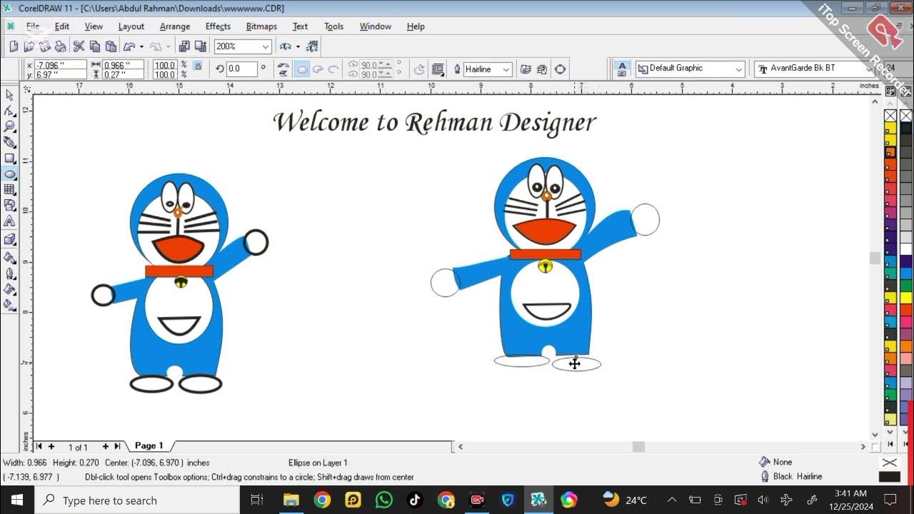How to make Doraemon in coreldraw / corel draw ma Doraemon kasa banay - YouTube