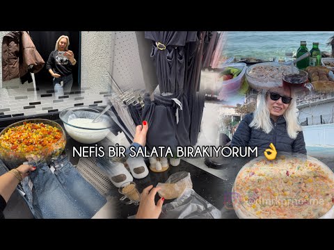 YEDİKÇE YEDİRİYOR👌İLK KEZ KUSKUSLA YAPTIM💕TAŞLI KOT DENEYELİM👎SAHİLDE KIZLARLA ÇAY SOFRAMIZ/vlog