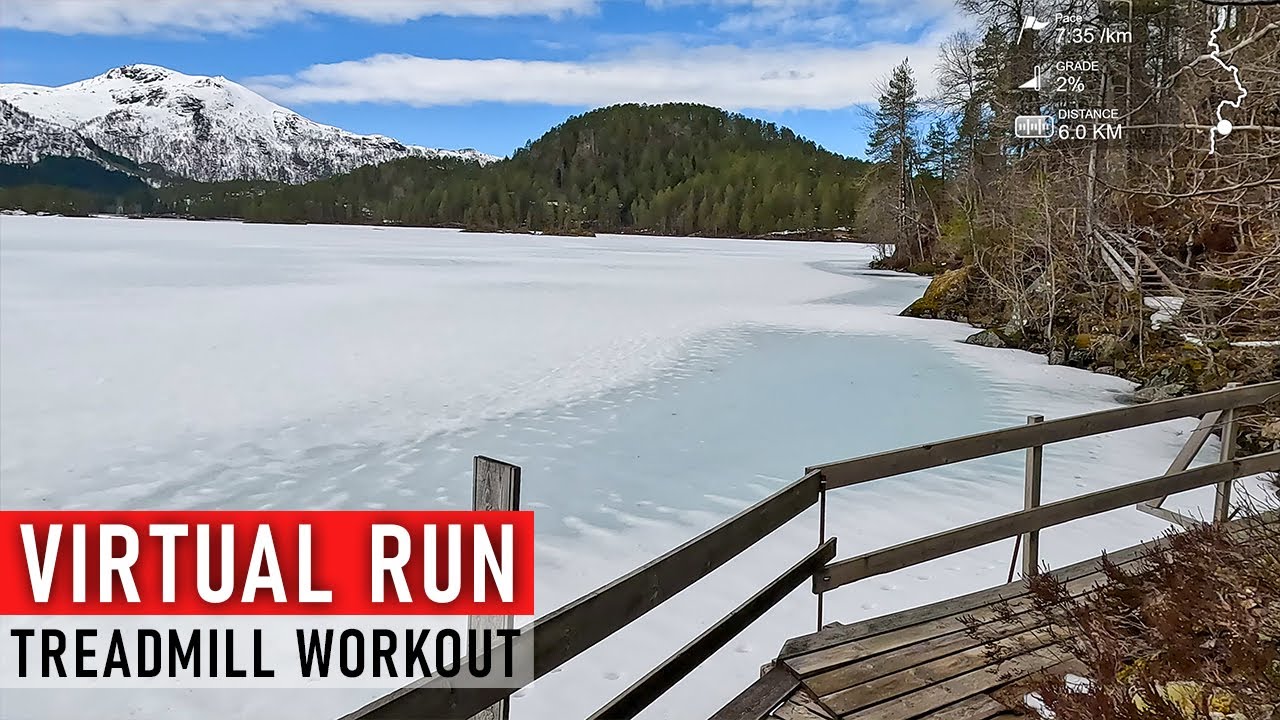 60 Mins Virtual Run | Uphill, Trail, Snow | Running On Treadmill - YouTube