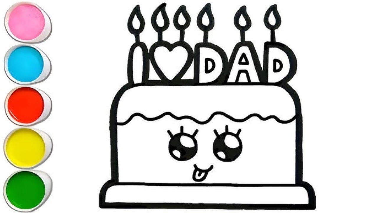 Birthday cake drawing ll How to draw cake ll Cake celebrate with dad ll ...