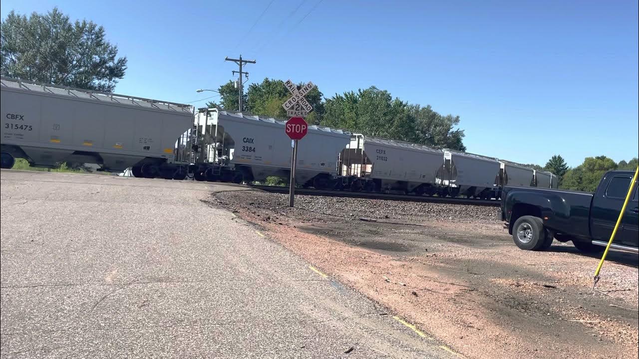 CN 5678 SD75I leads L592 towards Stevens Point Wisconsin. Trailing Units CN 5686 & CN 2589 C44 ...