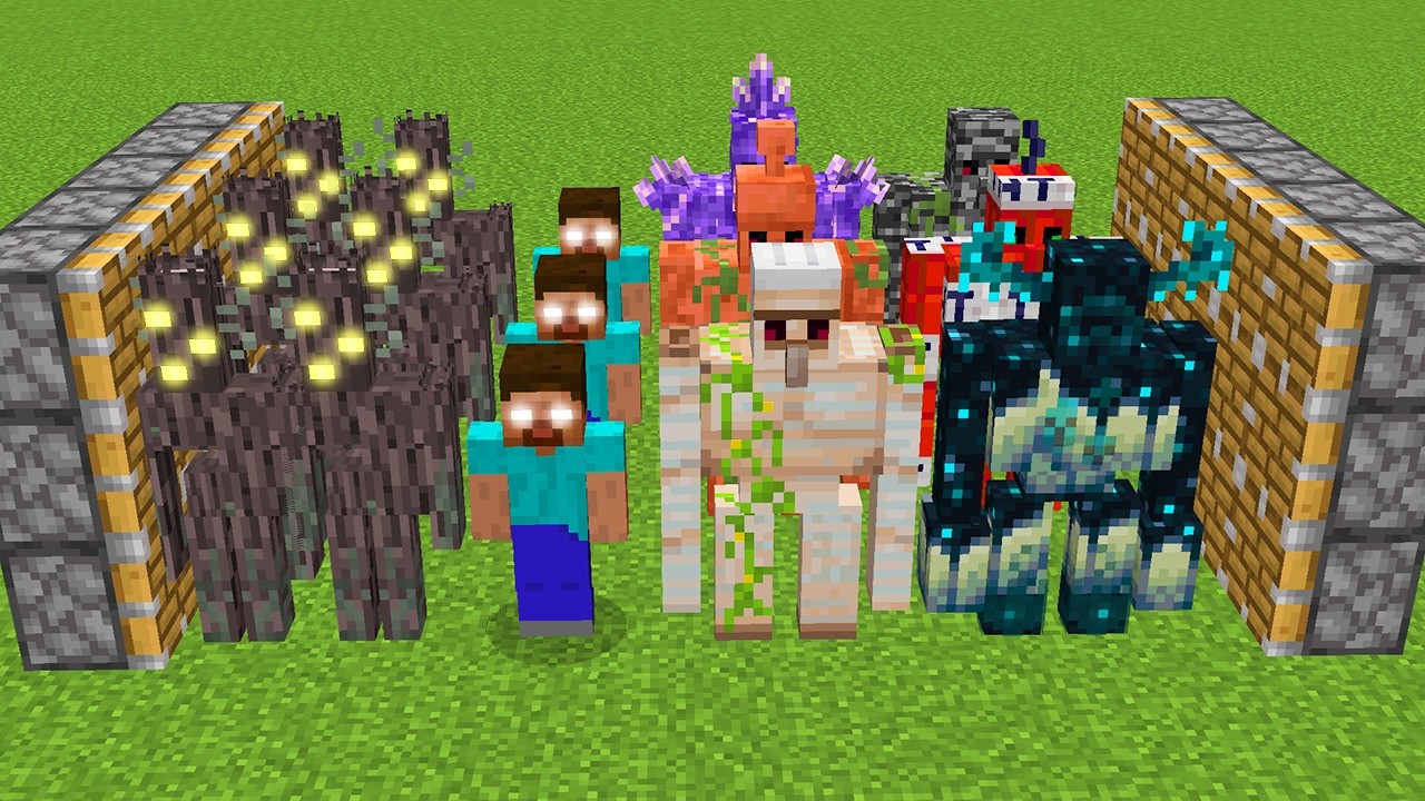 X1000 New Mob CREAKING And HEROBRINE And All Golems Combined In ...