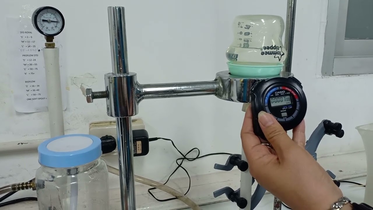 Tommee tippee Feeding Bottle testing of vent start time - YouTube