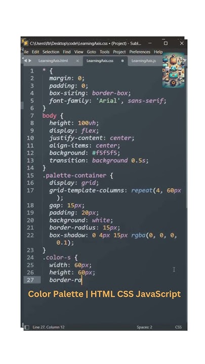Color Palette Html Css Javascript Coding Viralshort Youtubeshort Youtube