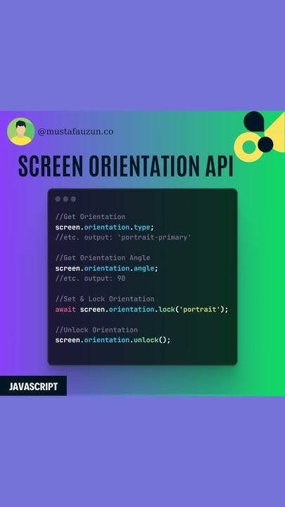 Javascript, Screen Orientation API #javascript - YouTube