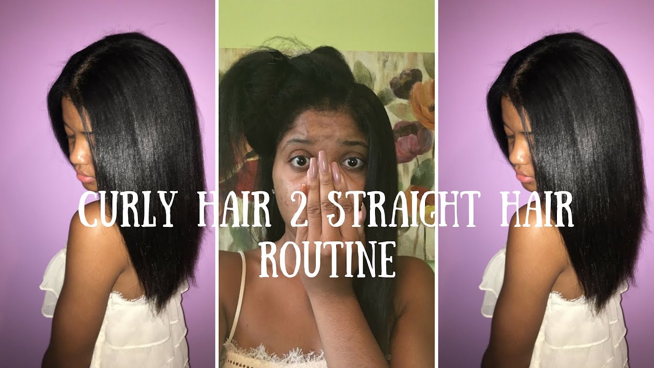 Curly 2 Straight Hair Routine - YouTube