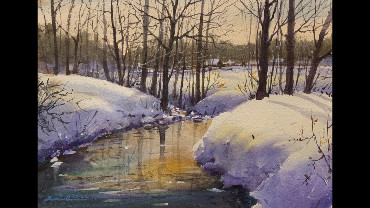 How paint a Snow Scene in Watercolor - YouTube