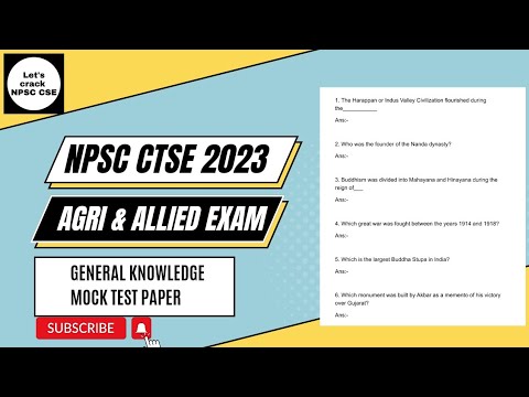 NPSC 2023 Agri & Allied Exam | General Knowledge Mock Test - YouTube