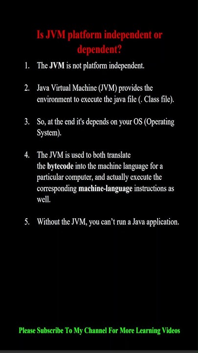 Is JVM platform independent or dependent? #java #javainterviewquestions #youtubeshorts #shorts ...