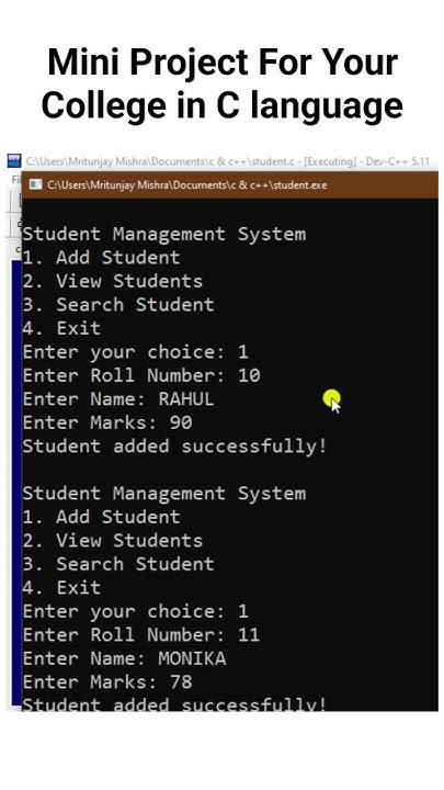 Mini Project for your college in C programming Language #C #clanguage #Java #coding # ...