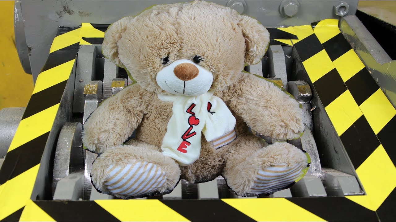 Experiment Shredding BIG Teddy Bear Satisfying | The Crusher - YouTube
