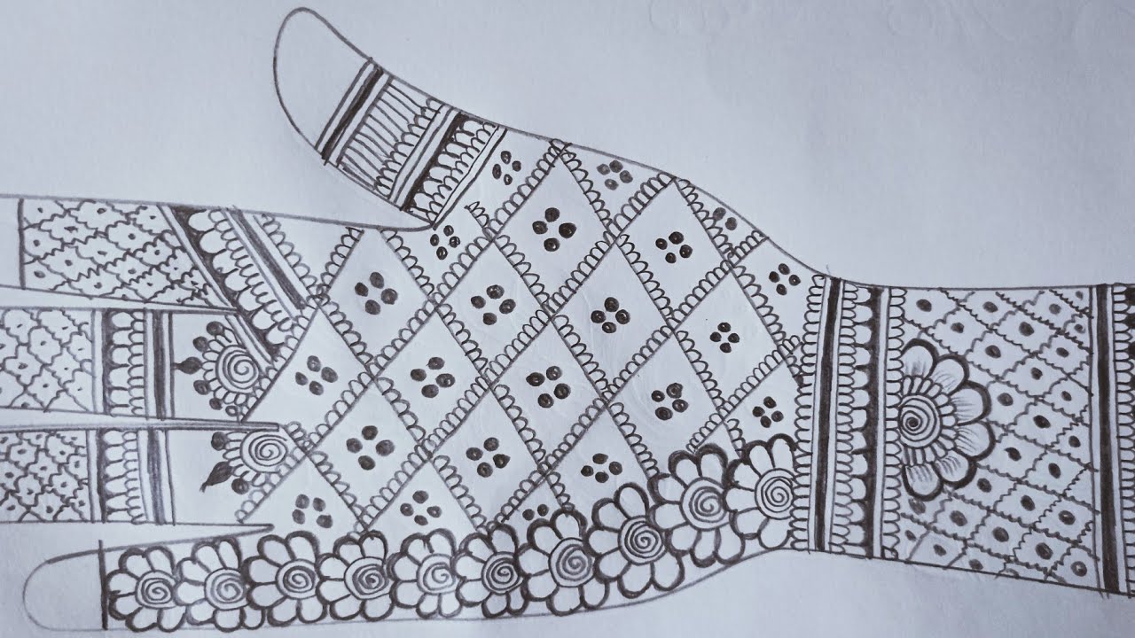 Very Simple Beautiful Pencil Shading Mehndi Design |Bridal Henna Design ...