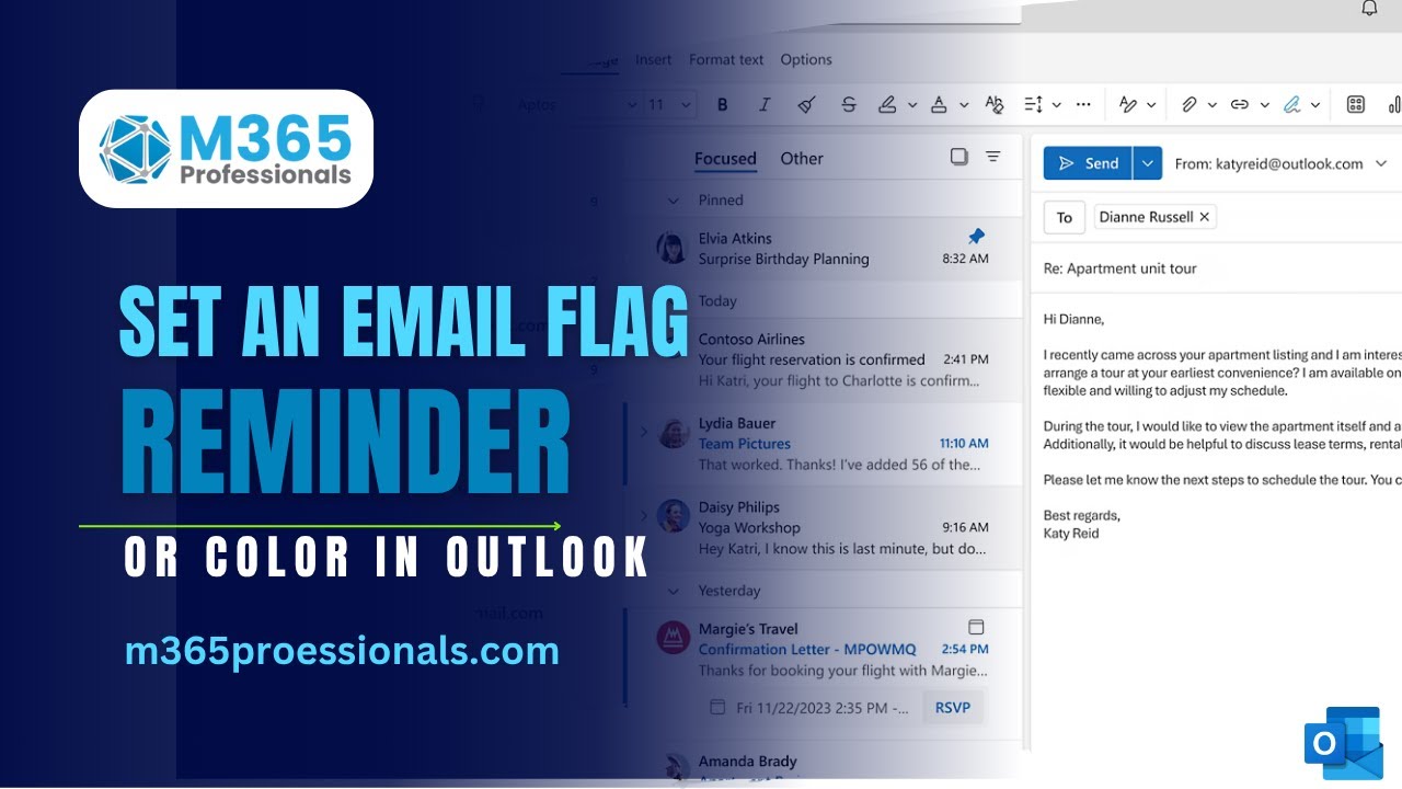 Set an email flag, reminder, or color in Outlook - YouTube