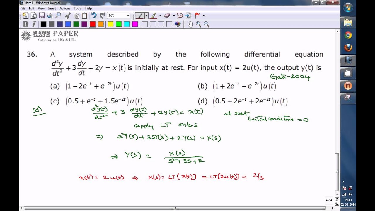 Gate 2004 Ece Response Of A System For The Given Input Youtube
