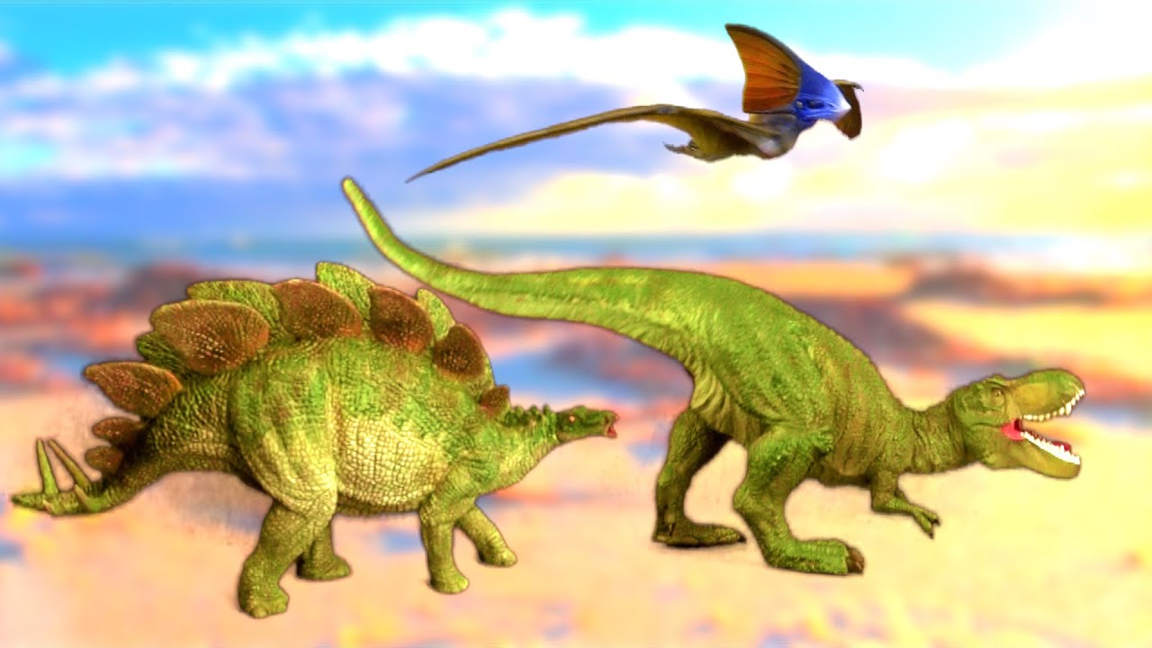 Dinosaur Fight TYRANNOSAURUS vs STEGOSAURUS Battle T rex Kids Toys ...