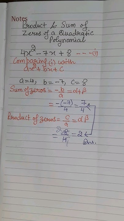 Sum and Product of Zeros of a plynomial #subjects_guru #sum_of_zeros #product_of_zeros - YouTube