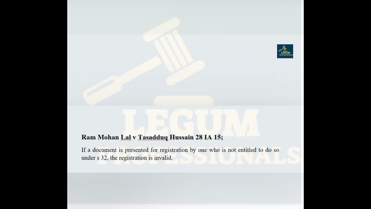 Section 32, Section 33 of Registration Act with Case laws- Registration ...