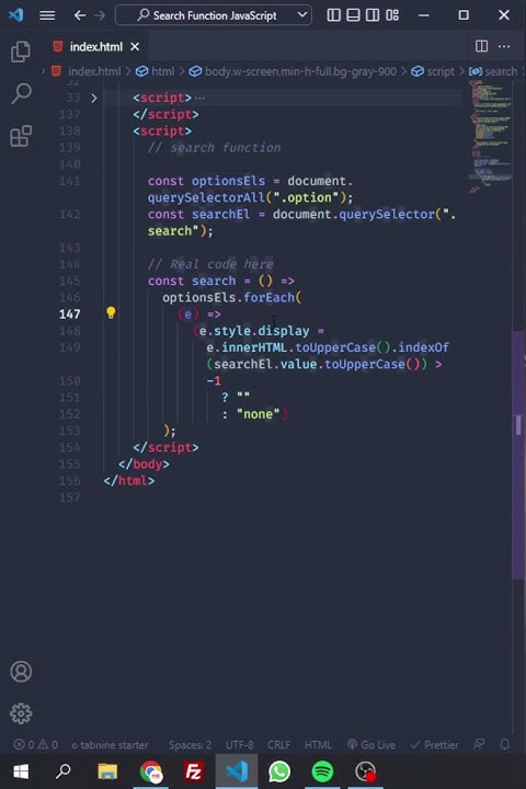 5 lines of Javascript for Search Function | Search Bar Javascript | Search Box Working ...