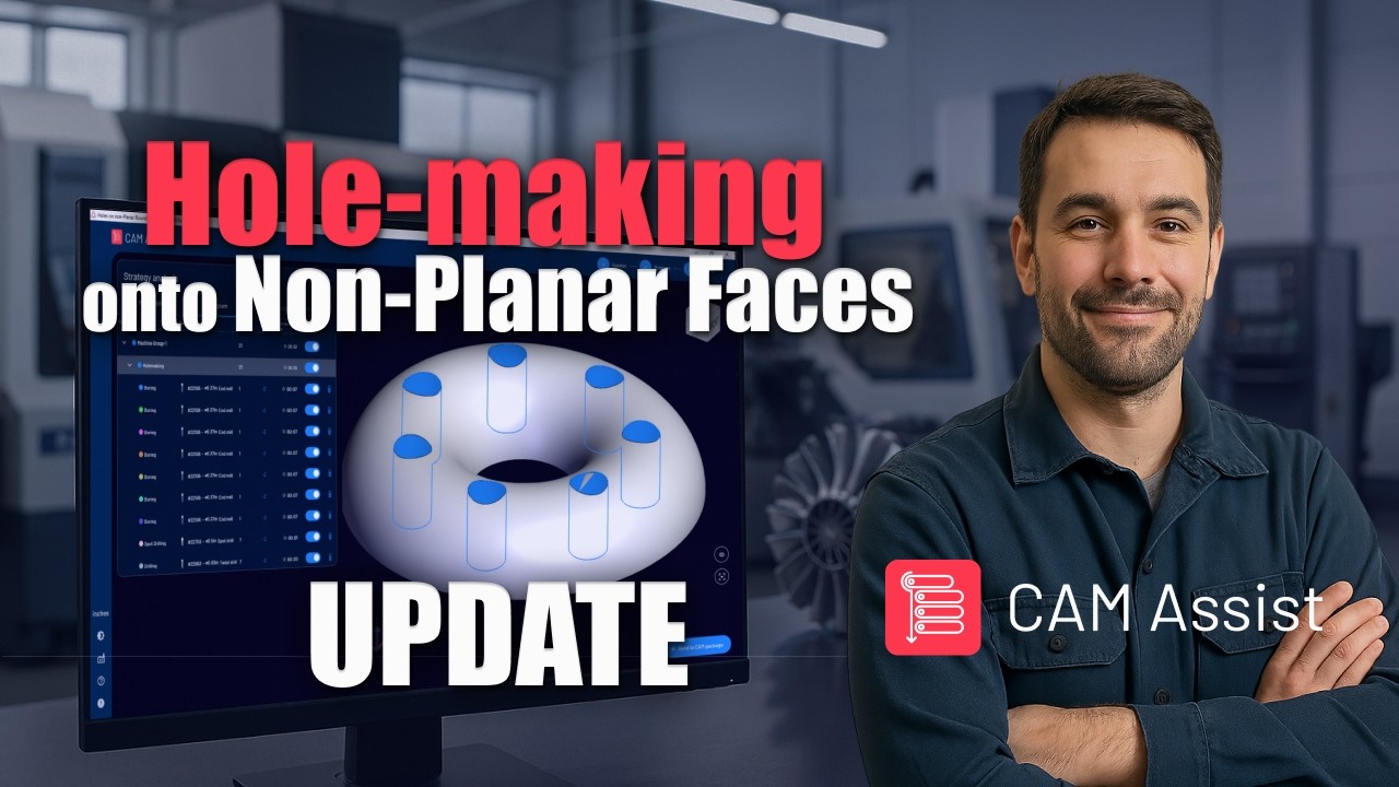 Hole-making into Non-planar Faces with CAM Assist - YouTube