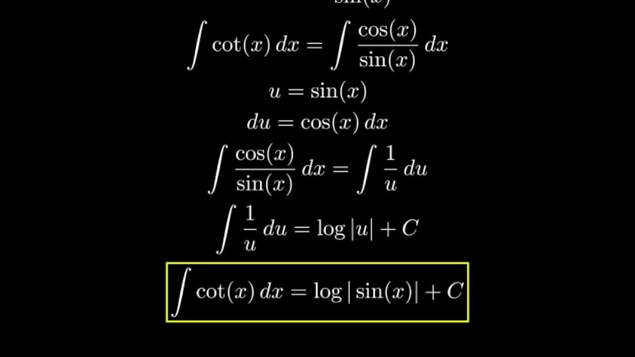 31.📚 Integration of cot(x) | Important Integral Formula | Calculus Made ...