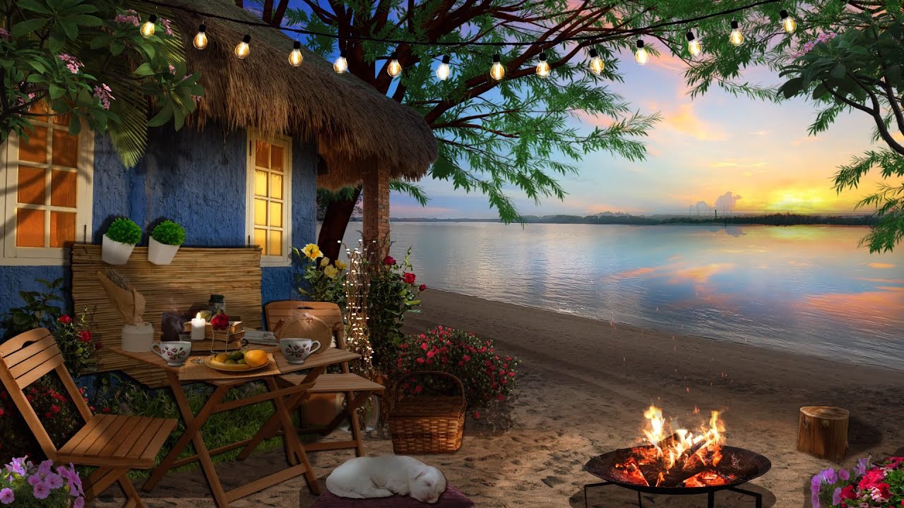 Cozy Summer Ambience | Lake Ambience & Relaxing Campfire Sounds - YouTube